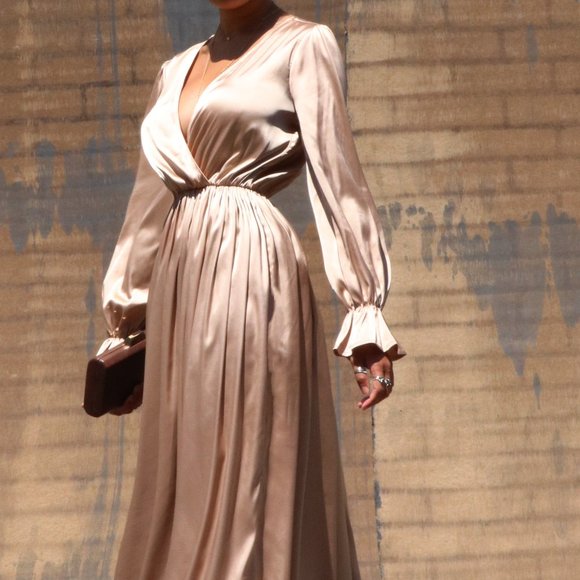 Dress Day | Dresses | Modest Maxi Dress Champaign Puff Sleeve Maxi Sml ...